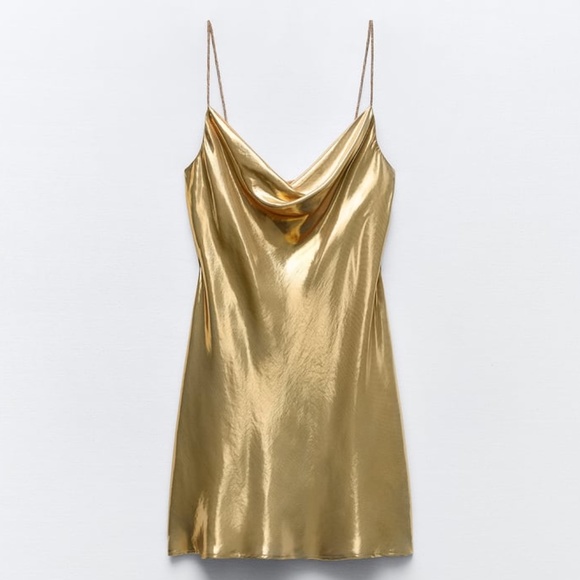 Zara | Dresses | Zara Metallic Rhinestone Strappy Mini Dress | Poshmark